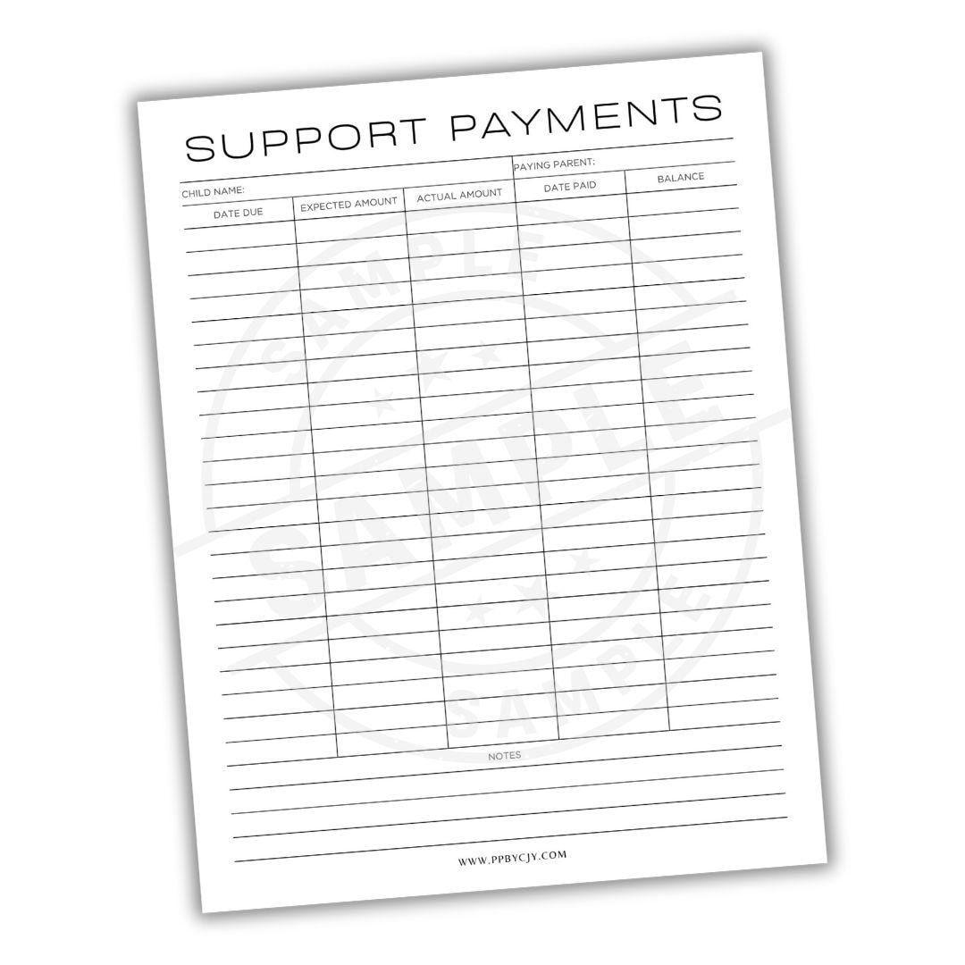 Child Support Payment Log Printable Template | Digital Download ...