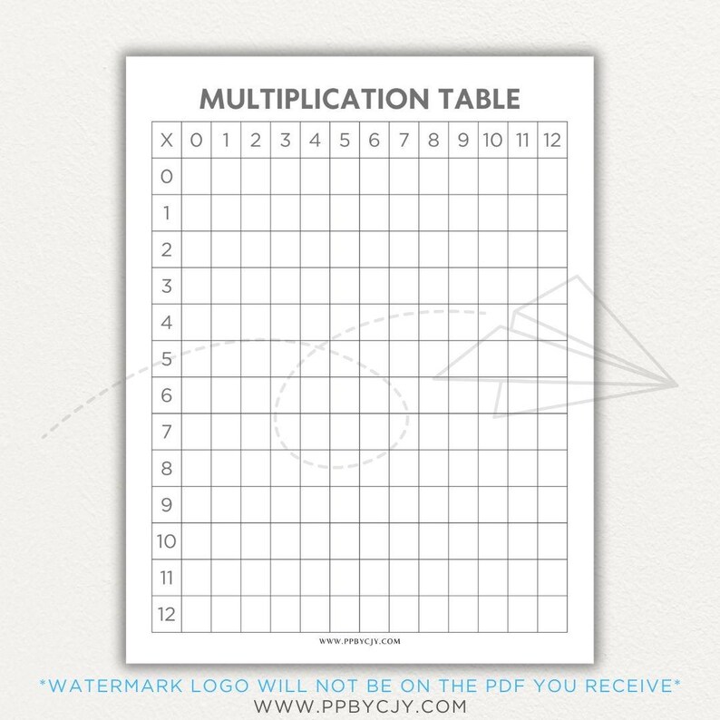 Multiplication Table Printable Template | Digital Download | Math ...