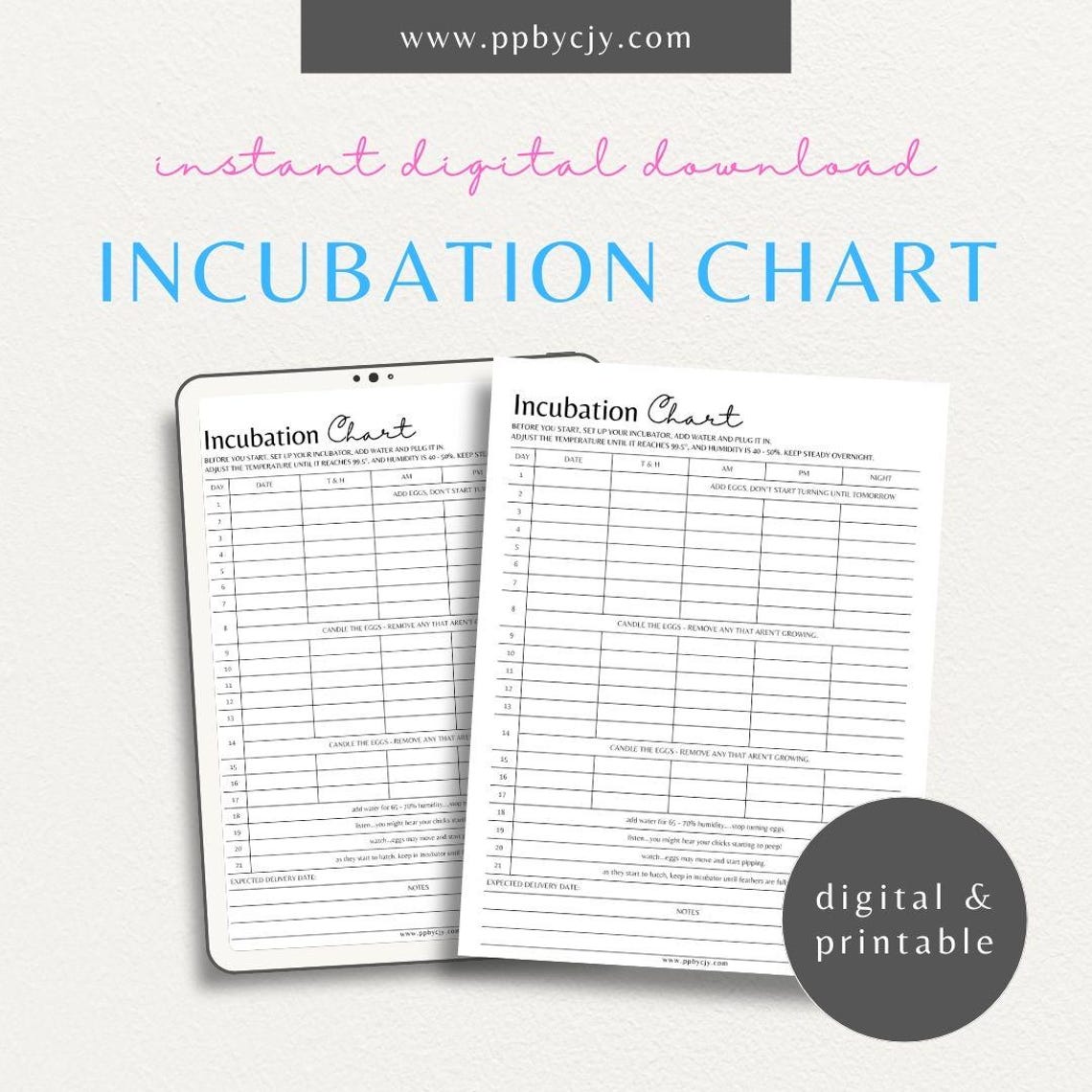 Incubation Chart Printable Template | Egg Hatching Tracker | Digital ...