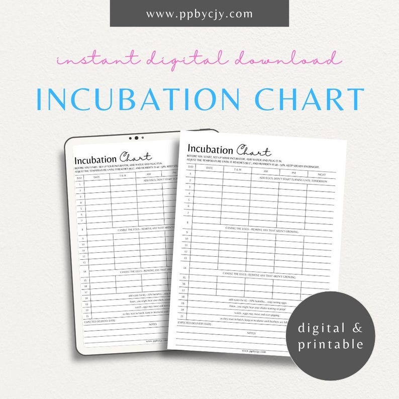 Incubation Chart Printable Template | Egg Hatching Tracker | Digital ...