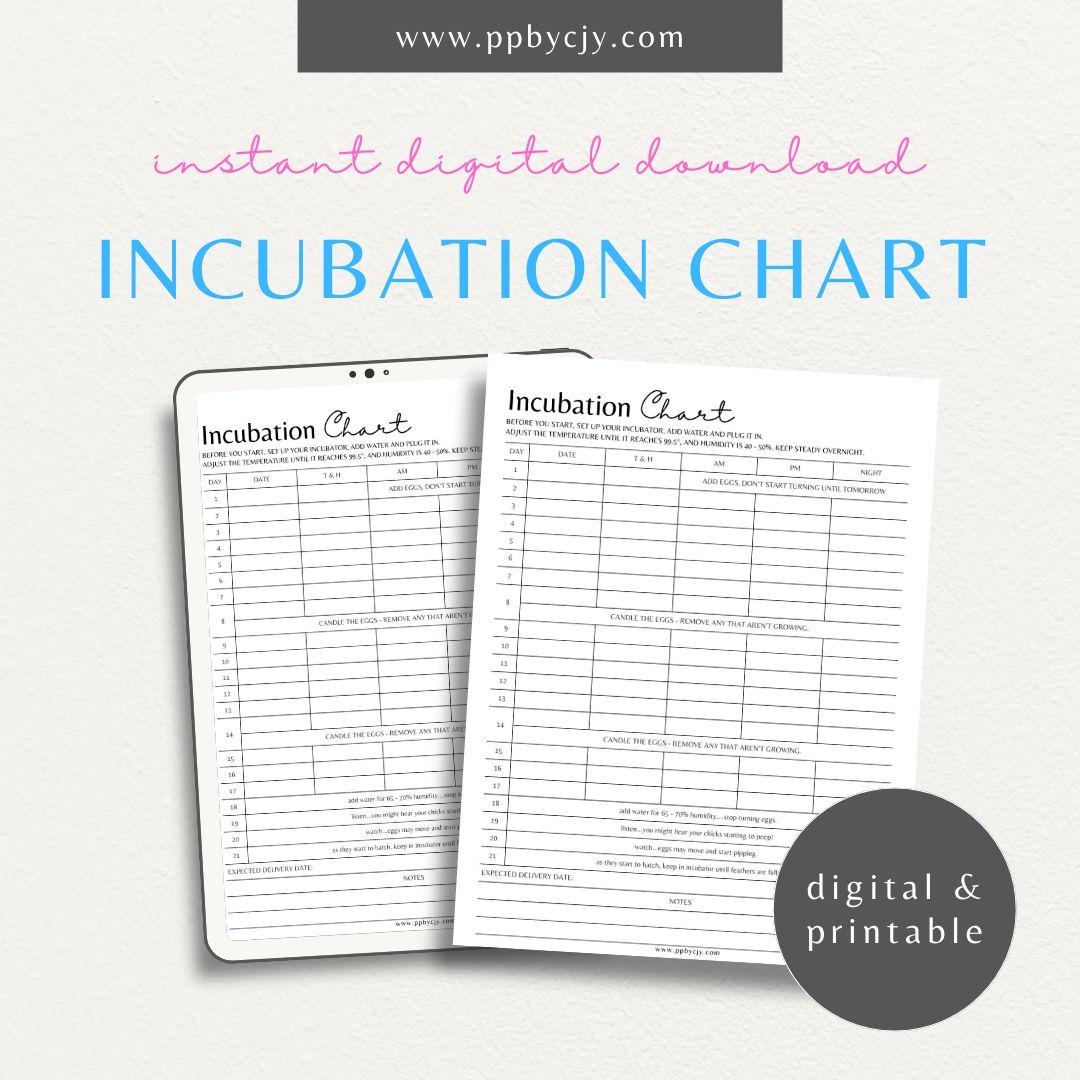 Incubation Chart Printable Template Egg Hatching Tracker Digital ...