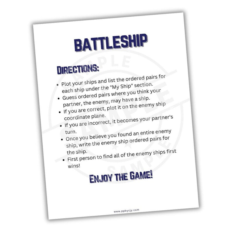 Battleship Game Printable Template | Digital Download | Classic ...