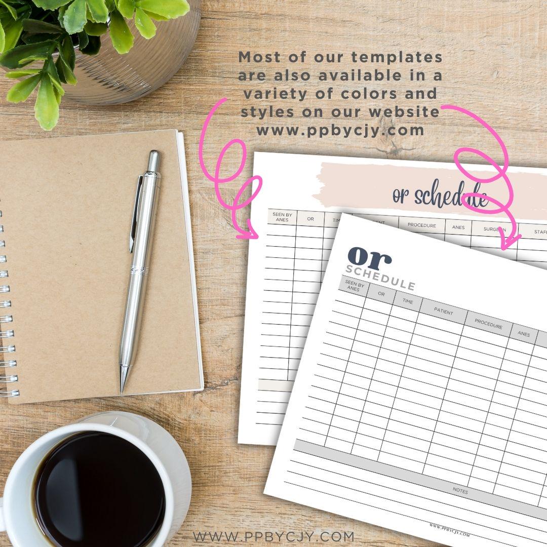 Surgery Schedule Tracker Printable | Medical Procedure Log | Pre-op and ...