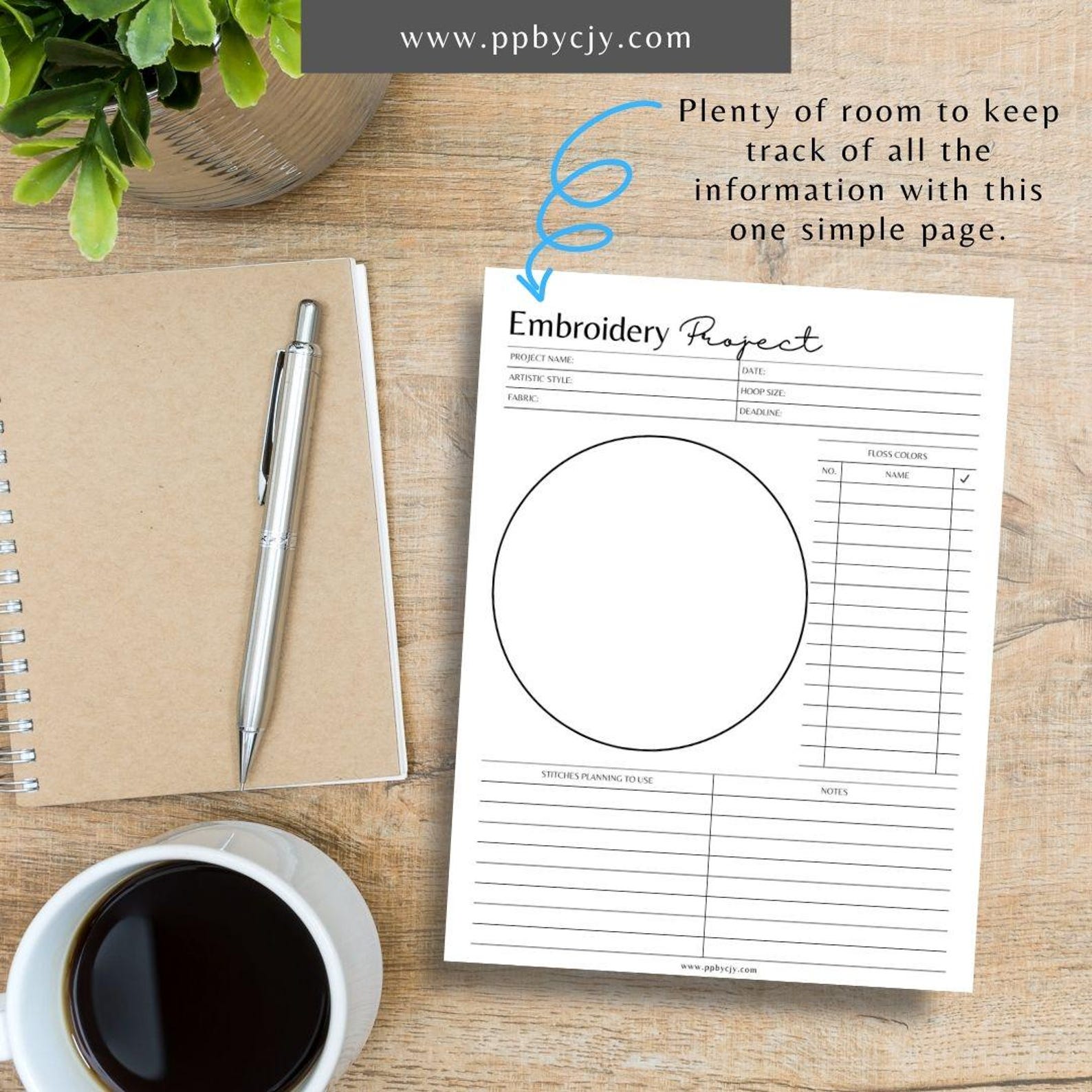 Embroidery Project Plan Printable Template Digital Download Stitching ...