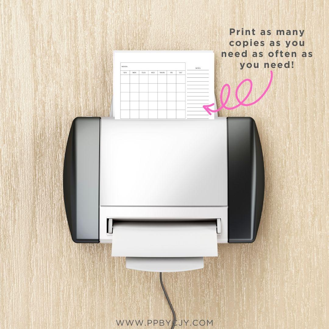 2-month Blank Calendar Printable | Undated Monthly Planner With Notes ...