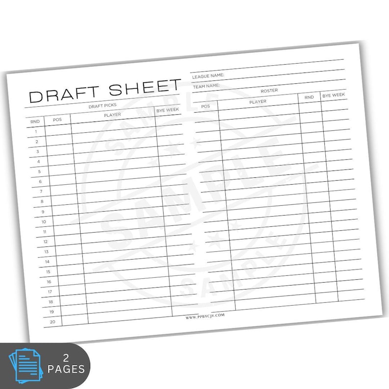 Fantasy Football Draft Sheet Bundle | Digital Download | Comprehensive ...