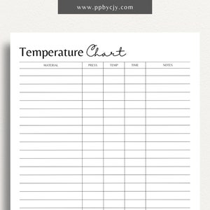 Sublimation Heat Press Temperature Chart | Heat Transfer Reference ...