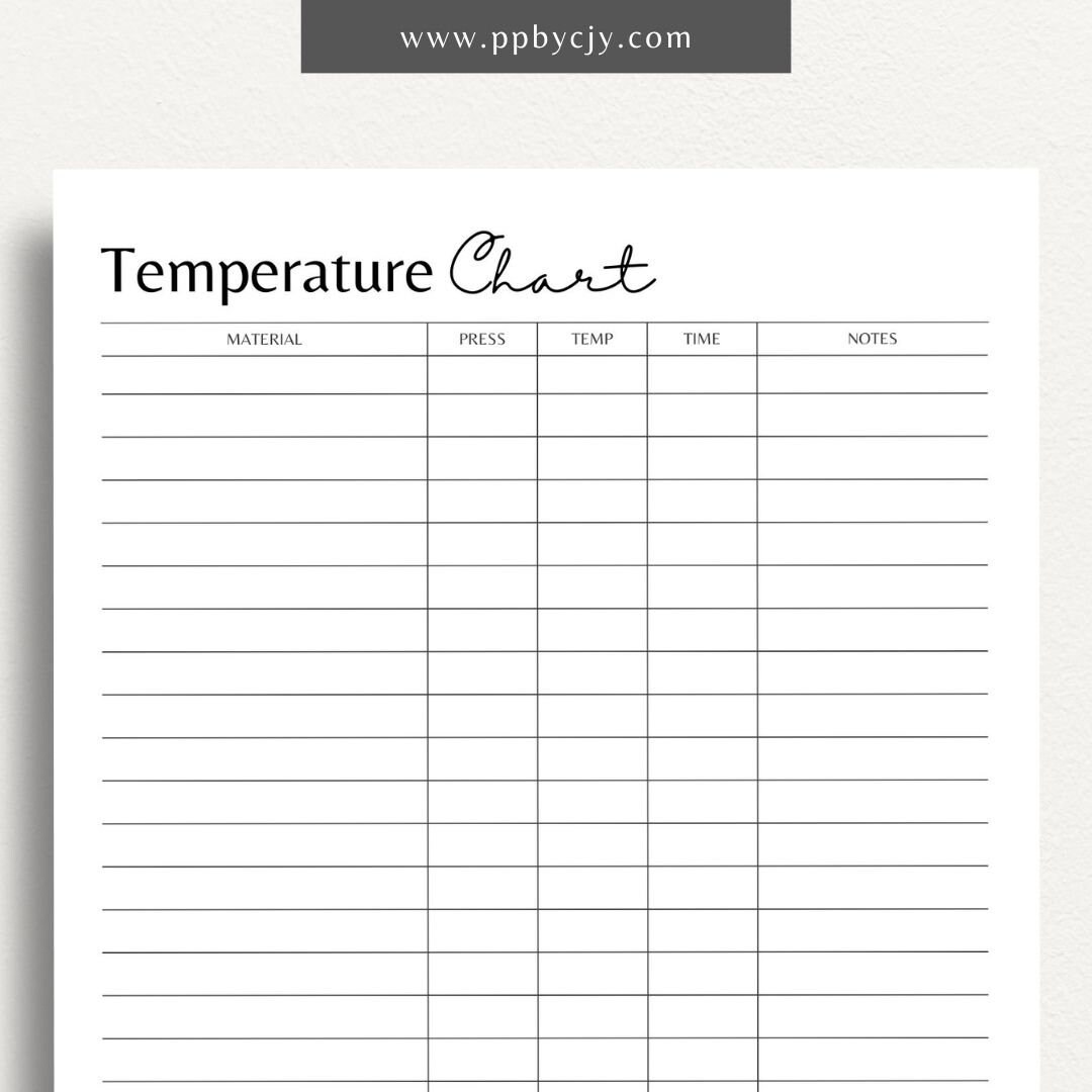 Sublimation Heat Press Temperature Chart | Heat Transfer Reference ...