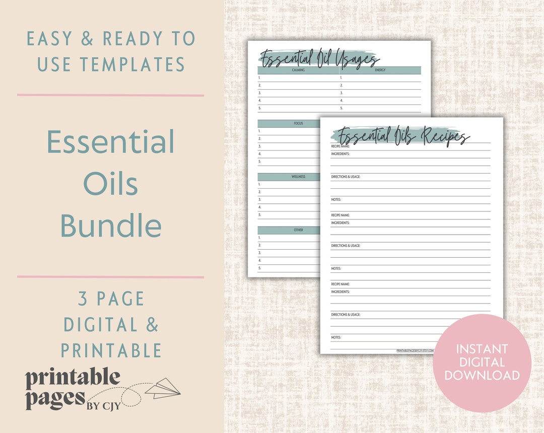 Essential Oils Inventory Printable Template Essential Oil Recipe ...