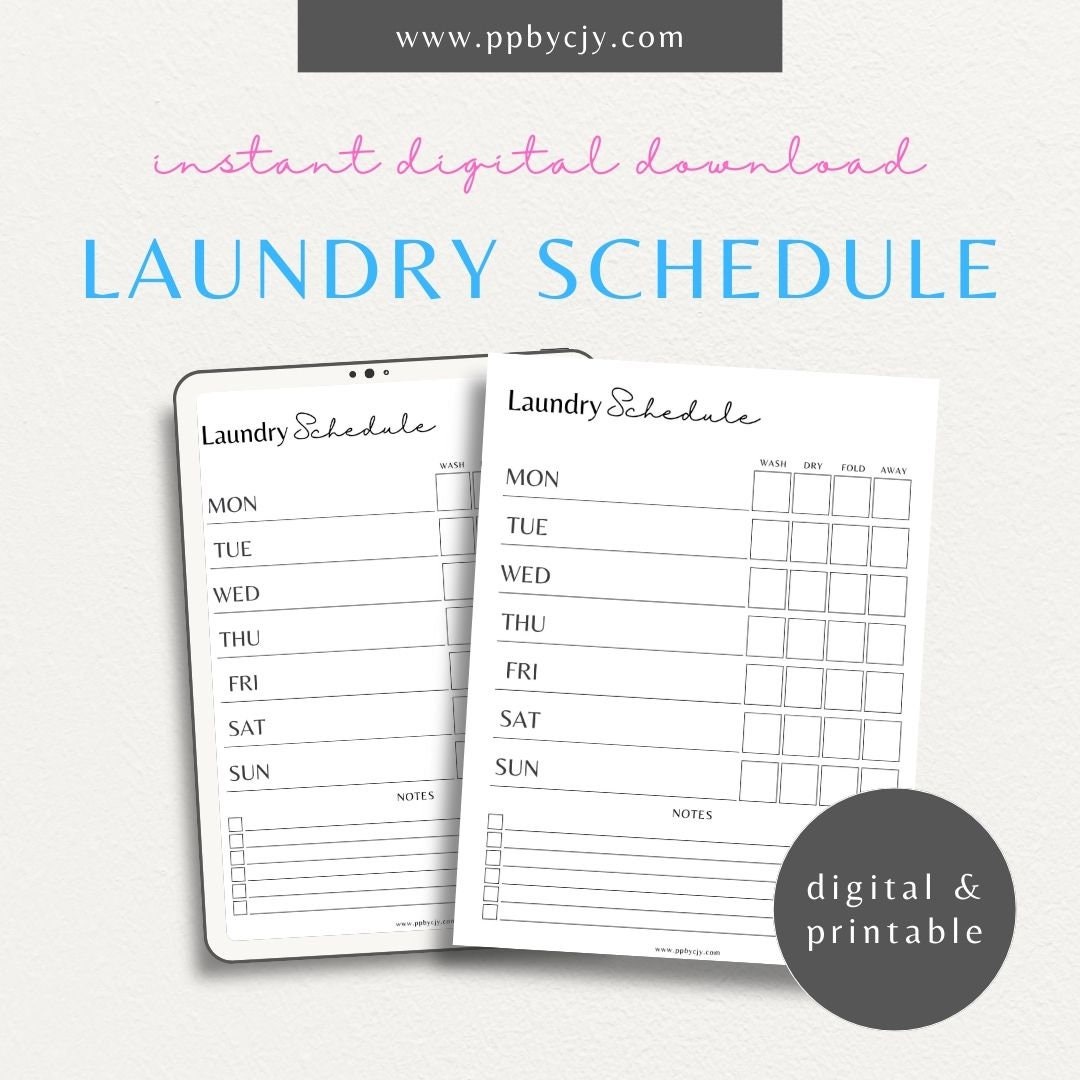 Laundry Schedule Weekly Routine | Laundry Chore Management Chart ...