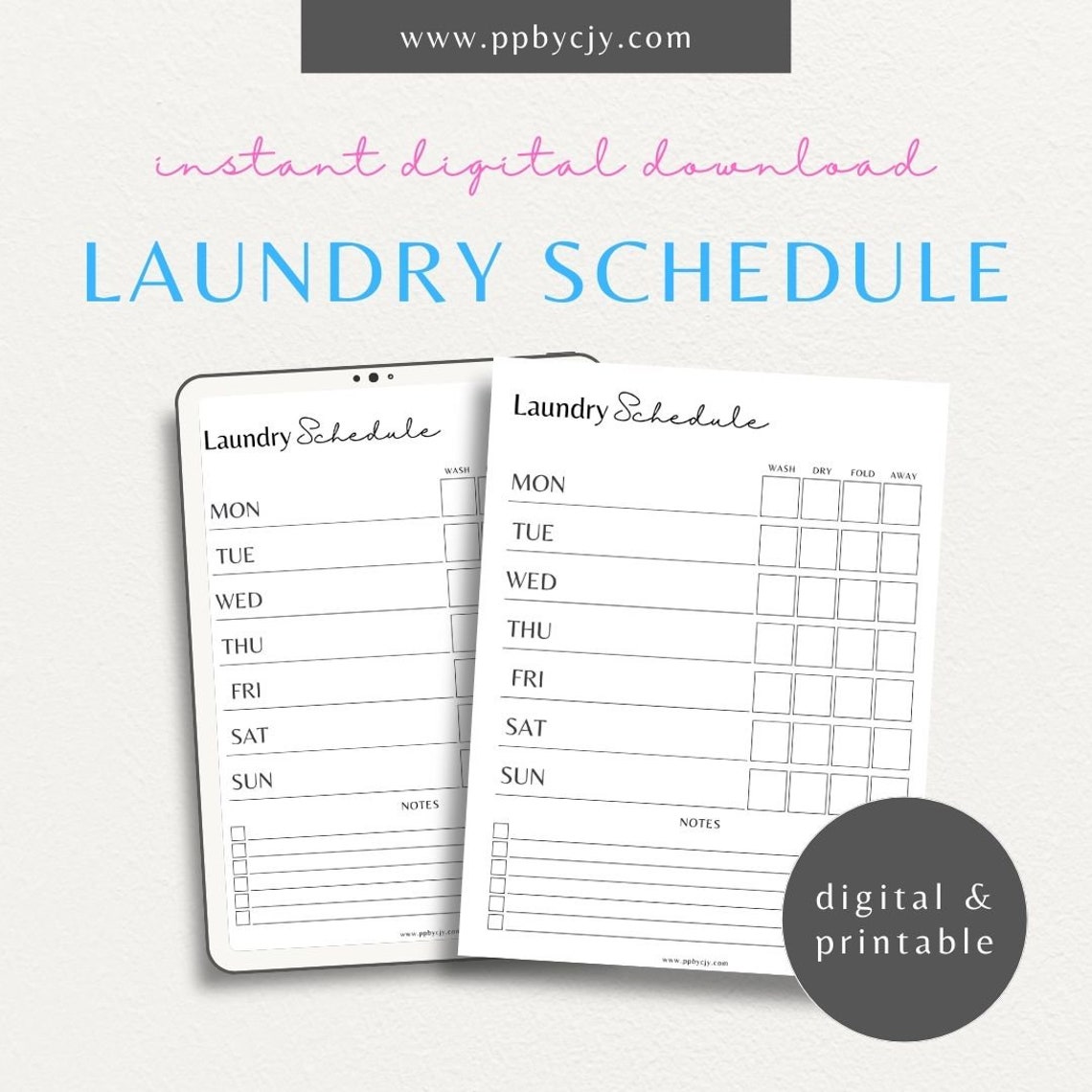 Laundry Schedule Weekly Routine | Laundry Chore Management Chart ...