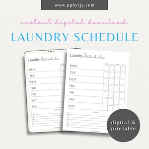 Laundry Schedule Weekly Routine | Laundry Chore Management Chart ...