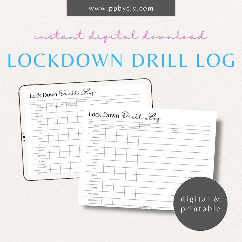 Lockdown Drill Log Printable Template | Digital Download | Emergency ...