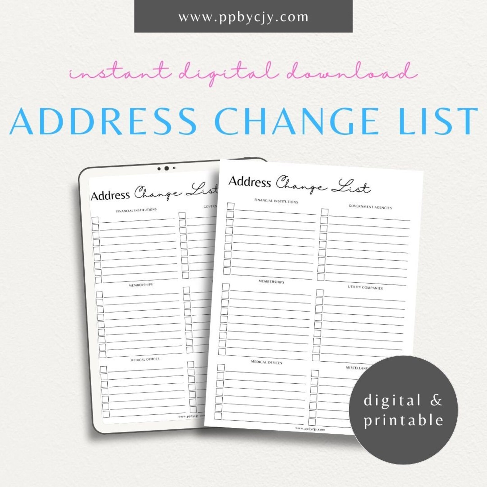 Address Change Moving Checklist Relocation Change of Address ...