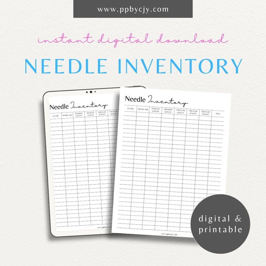 Knitting Needle Inventory Tracker | Crafting Needle Collection Size ...