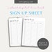 Volunteer Sign up Sheet Activity Registration Sign up Form Event ...