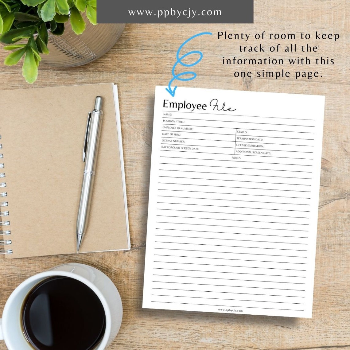 Employee File Information Sheet Human Resources Personnel Record Staff ...