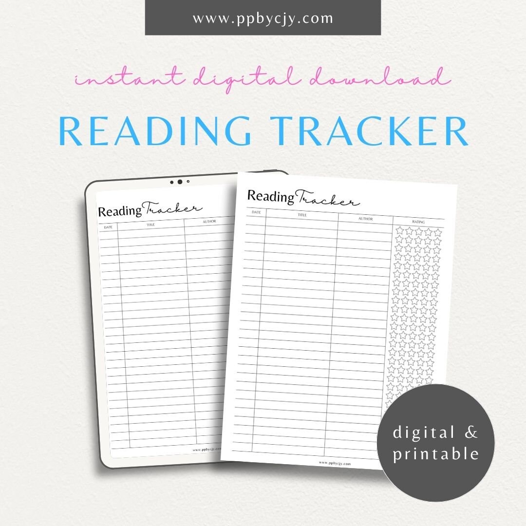 Reading Log Book Tracker | Book Review Star Rating Organizer ...