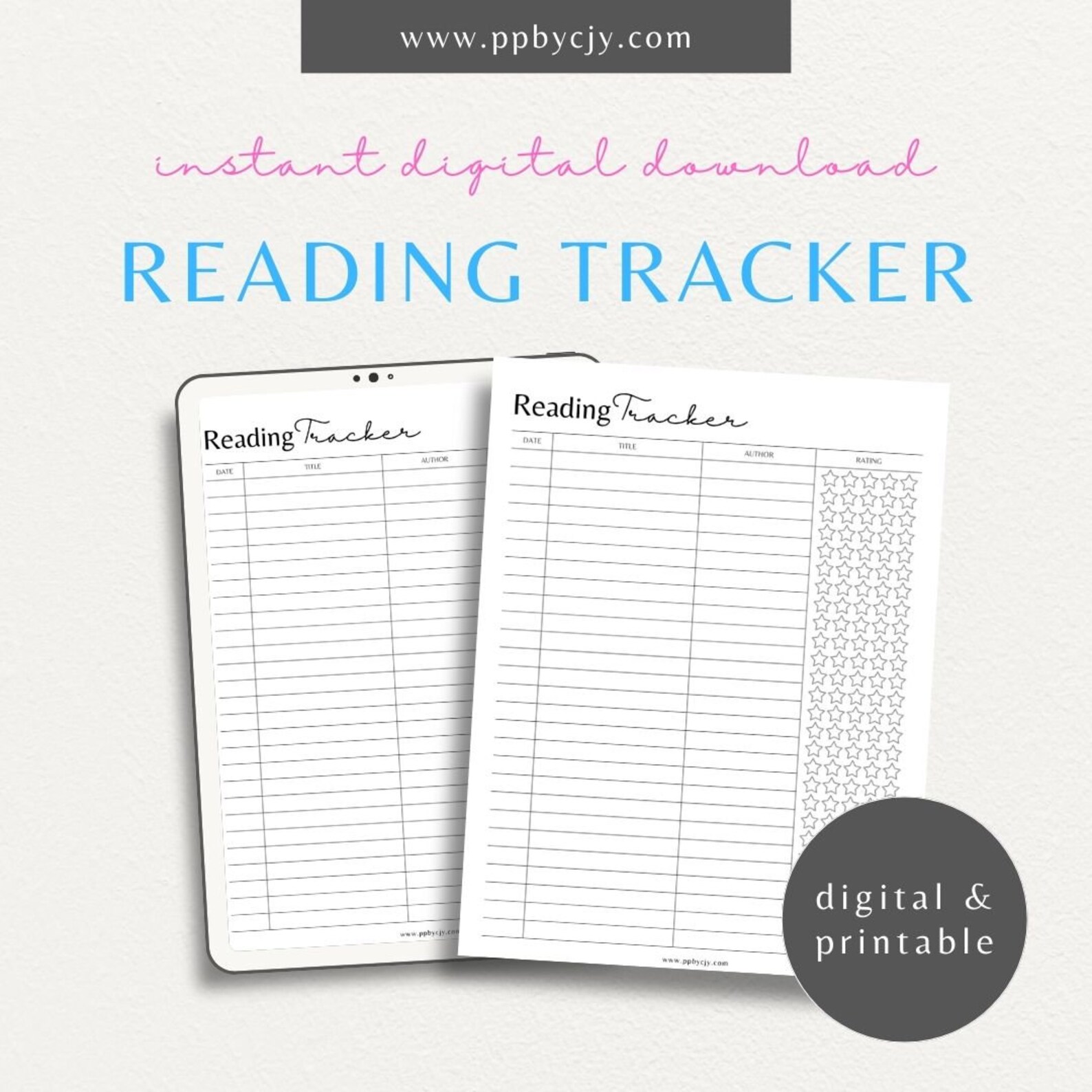Reading Log Book Tracker | Book Review Star Rating Organizer ...
