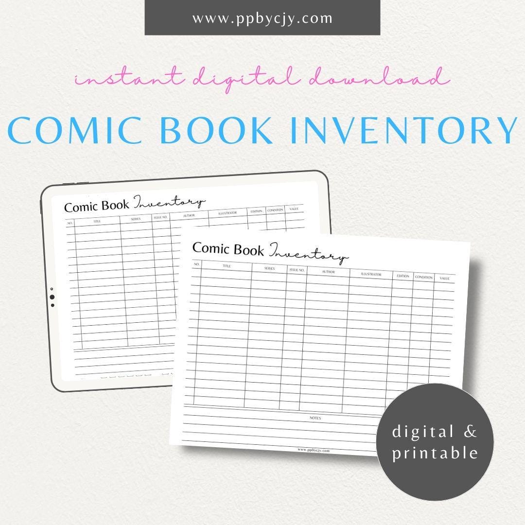 Comic Book Inventory Printable | Collection Tracker | Instant Digital ...