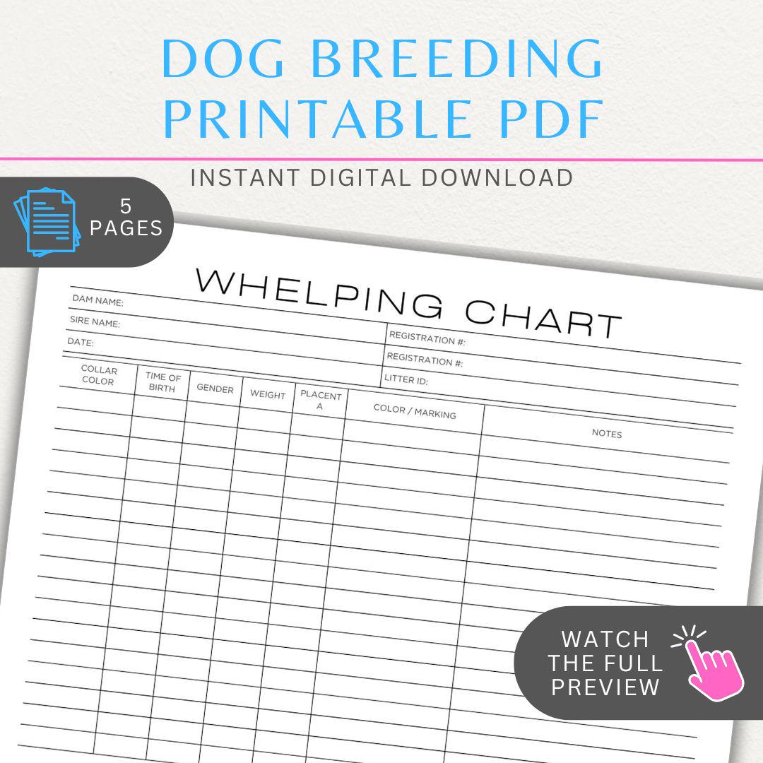 Dog Breeding Bundle | Whelping Chart, Pedigree & Weight Trackers ...