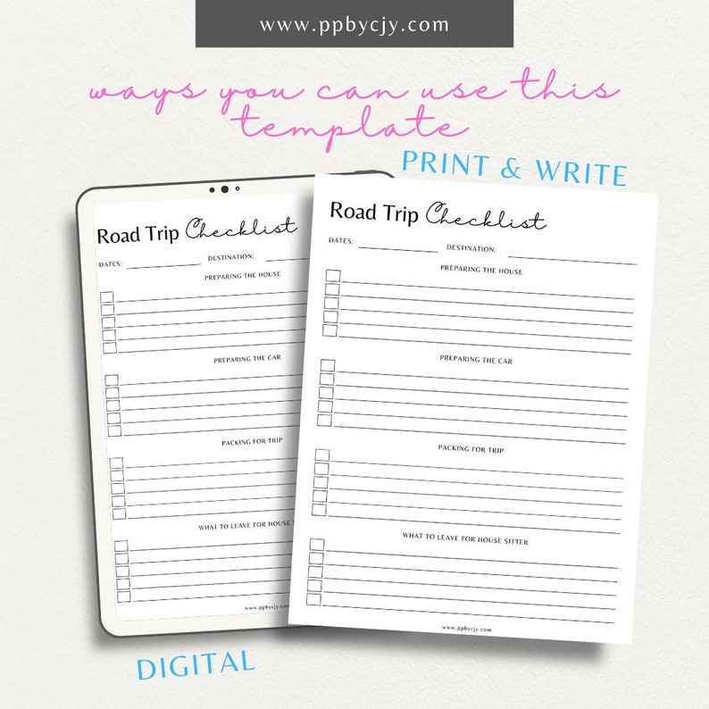 Road Trip Travel Packing Checklist | Vacation Travel Organization Log ...