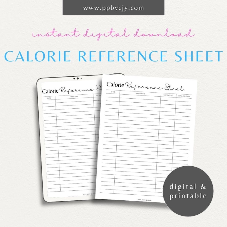 Calorie Counting Reference Sheet Weight Loss Nutrition Calorie List ...