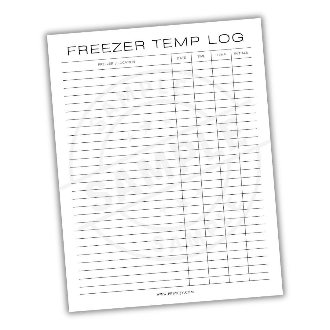 Freezer Temperature Log Printable Template | Instant Digital Download ...
