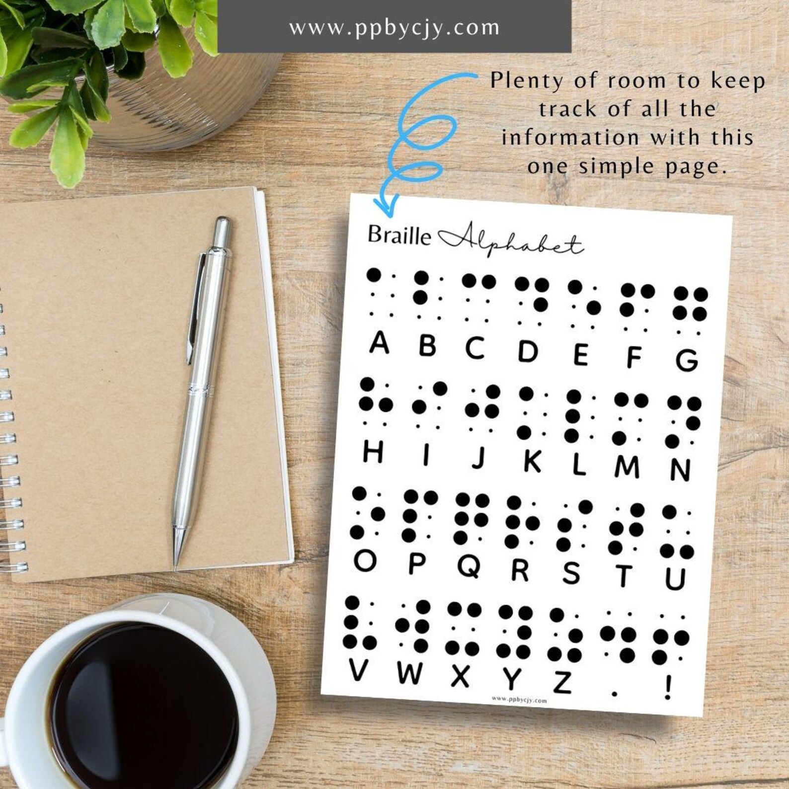 Braille Alphabet Sheet Printable Template | Digital Download | Braille ...