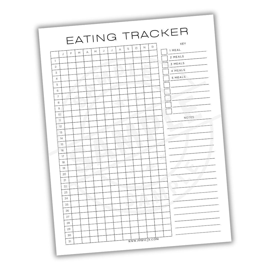 Eating Tracker Printable PDF | Daily Meal Log for Nutrition, Portion ...