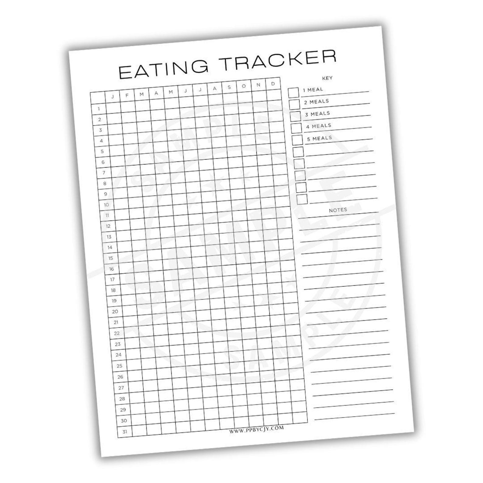 Eating Tracker Printable PDF | Daily Meal Log for Nutrition, Portion ...