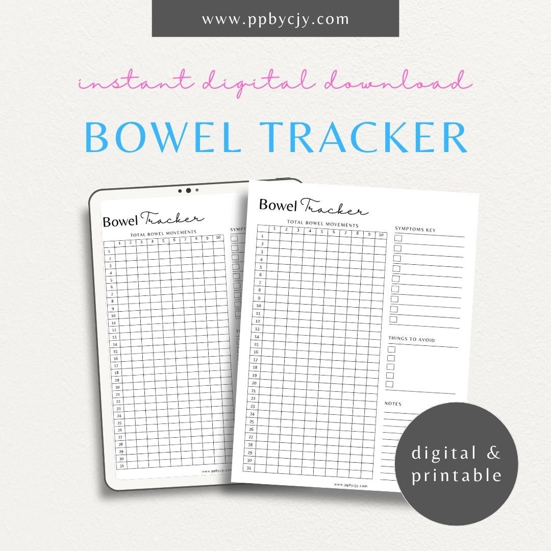Bowel Movement Tracker | Digestive Habits Bowel Function Log | Stool ...