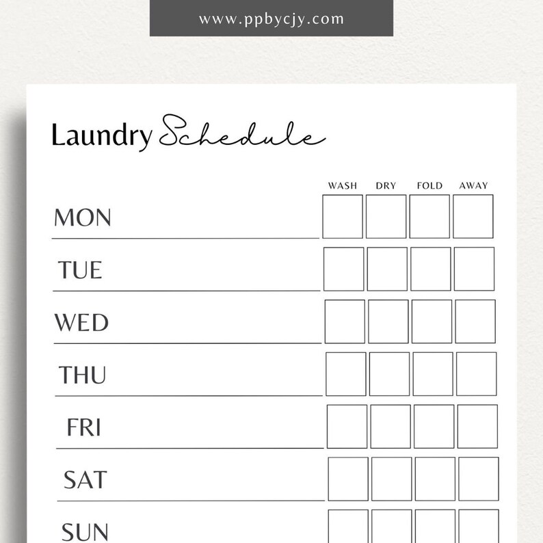 Laundry Schedule Weekly Routine | Laundry Chore Management Chart ...