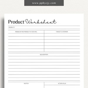 Product Concept Development Worksheet | New Product Idea Planner ...