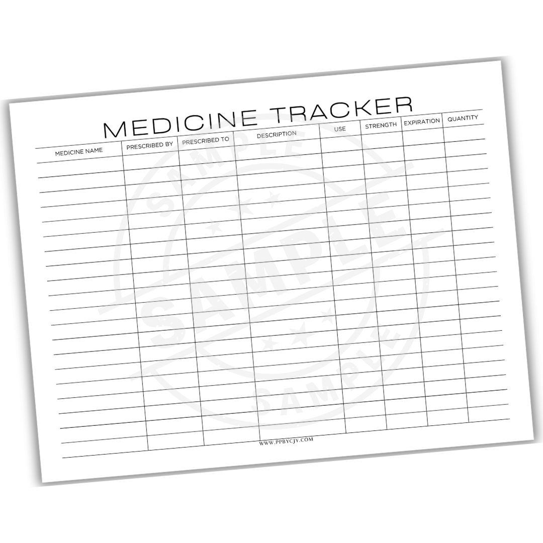 Medicine Tracker Printable PDF | Log Medications, Dosages and Times ...