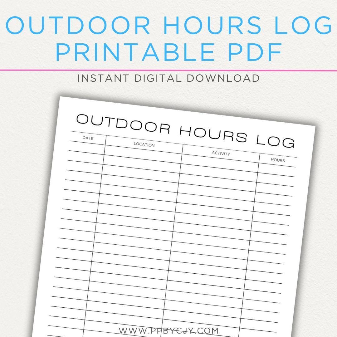 Outdoor Hours Tracker Printable | Nature & Activity Log | 1000 Hours ...