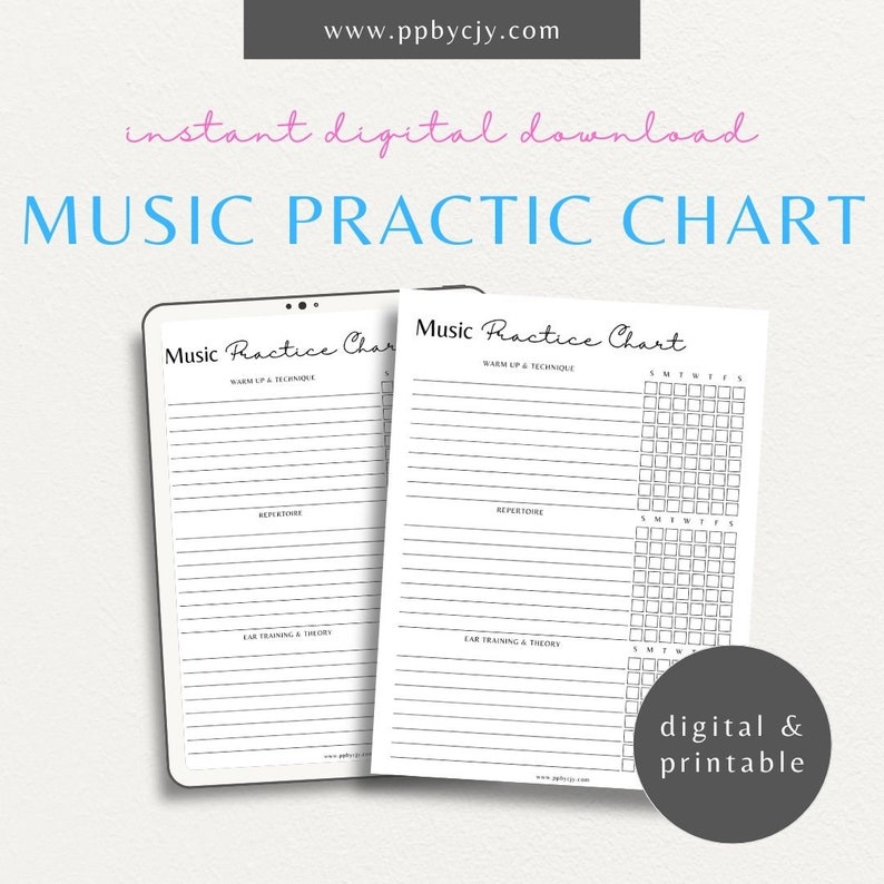 Music Weekly Practice Chart | Musical Instrument Lesson Tracker ...