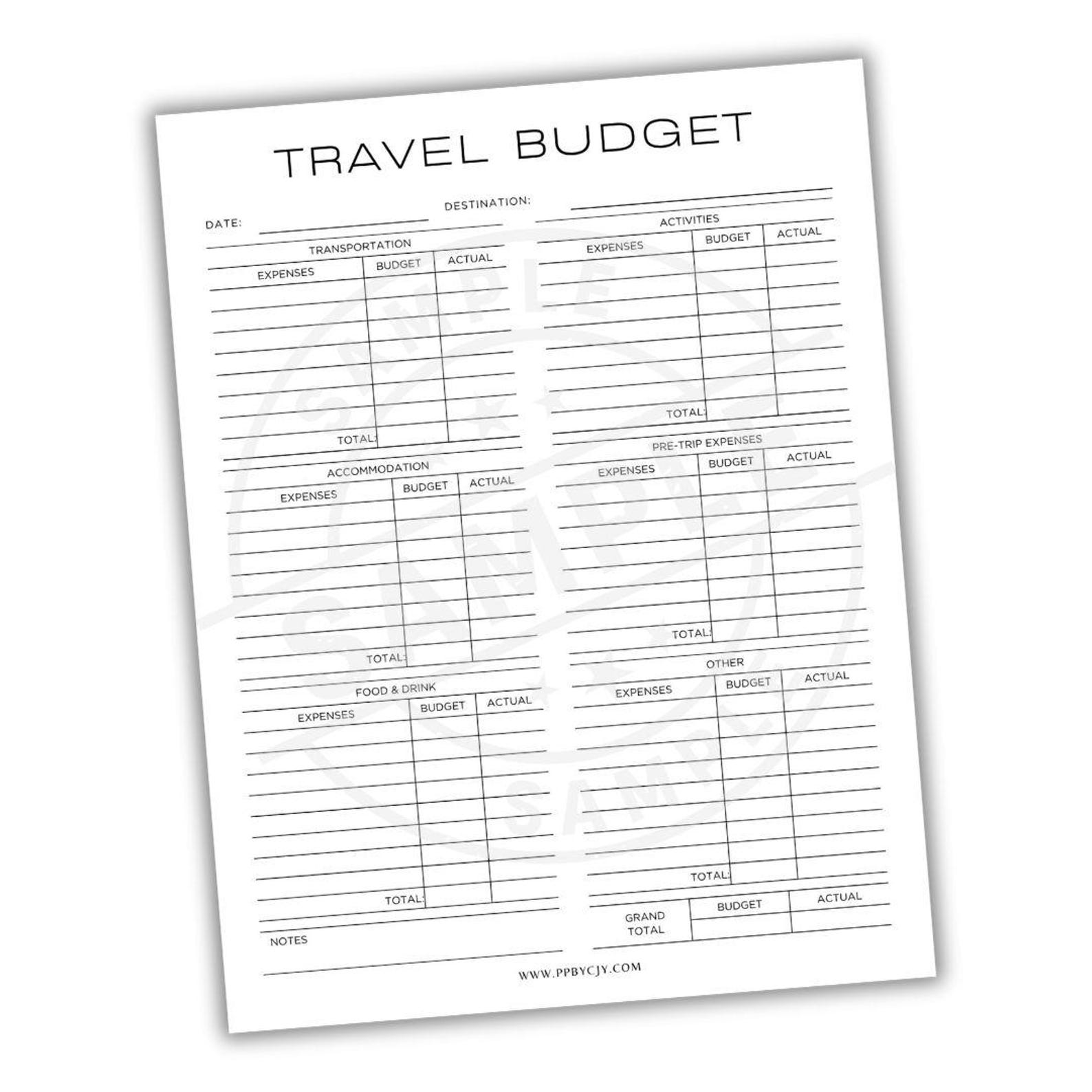 Travel Budget Planner | Vacation Expense Finance Tracker | Holiday ...