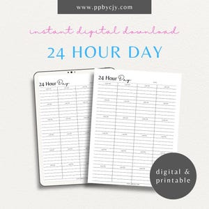 24-hour Day Planner Printable Template Instant Digital Download Daily ...