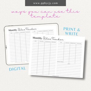 Monthly Sales Tracker Printable Template | Digital Download | Sales ...