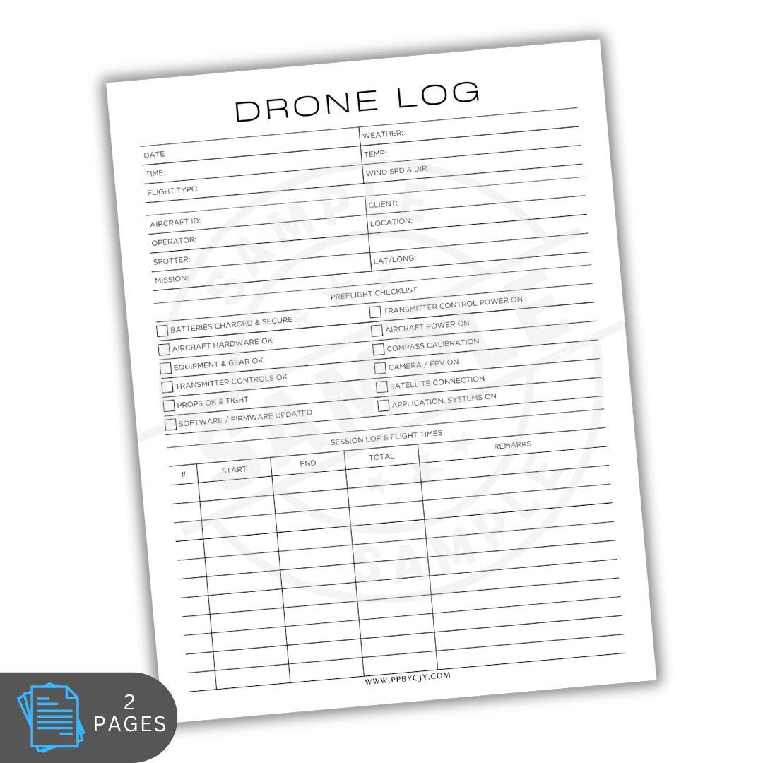 Drone Logbook Printable PDF | Flight Tracker | Record Flight Times ...