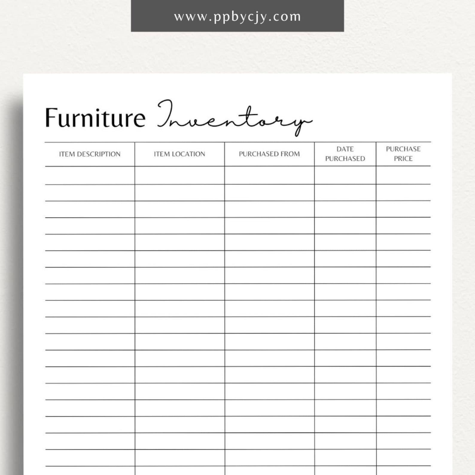 Furniture Home Inventory Tracker | Home Furnishings Catalog | Household ...