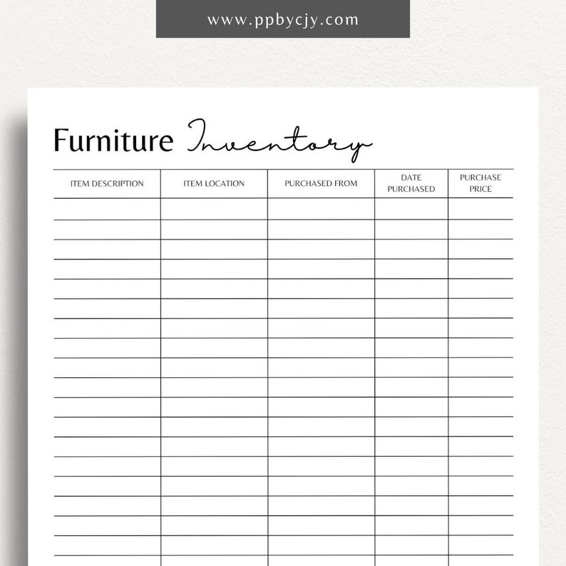 Furniture Home Inventory Tracker | Home Furnishings Catalog | Household ...