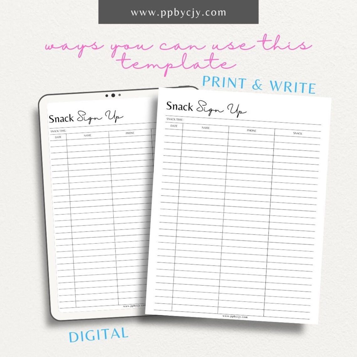 Snack Volunteer Sign up Sheet PTA Classroom Party Sign up Template ...
