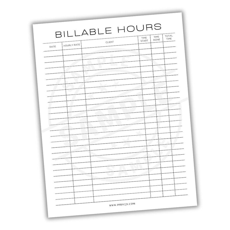 Billable Hours Log Printable | Work Hours Tracker | Digital Download ...