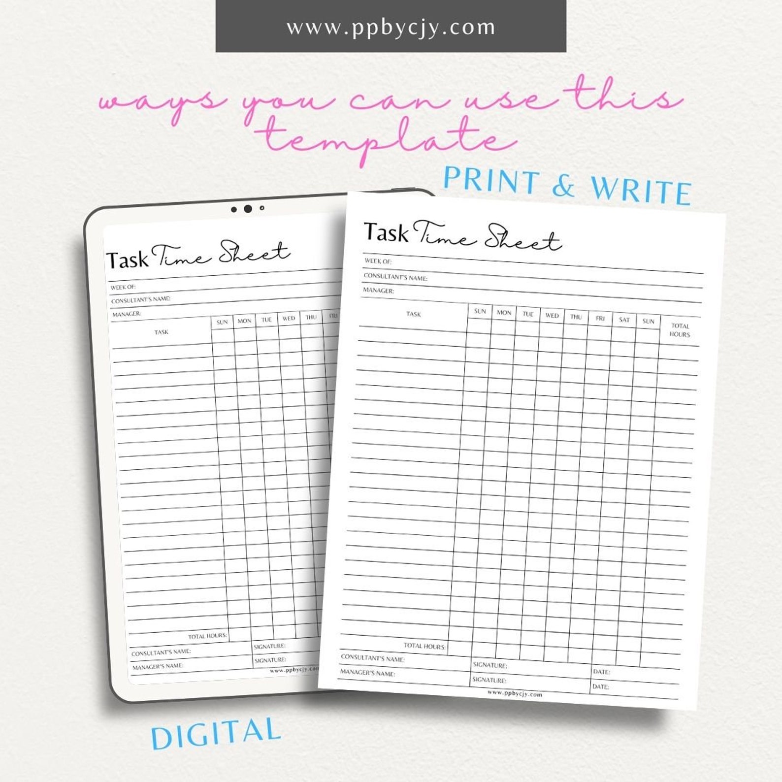 Task Time Tracker | Daily Productivity Work Time Management Sheet ...