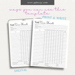 Task Time Tracker | Daily Productivity Work Time Management Sheet ...