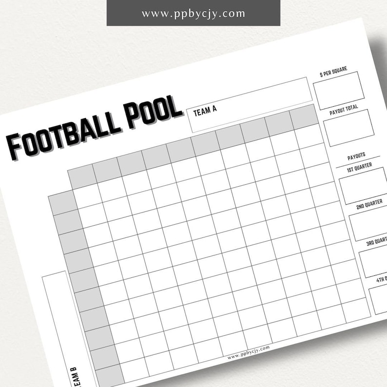 Football Squares Super Bowl Game Gridiron Party Activity Office ...