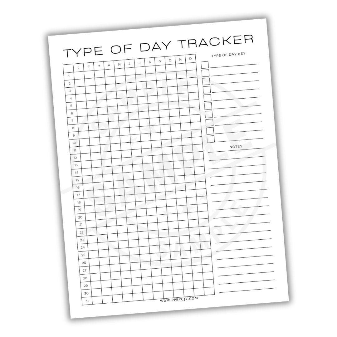 Type of Day Tracker Printable PDF | Mood & Daily Reflection Log ...