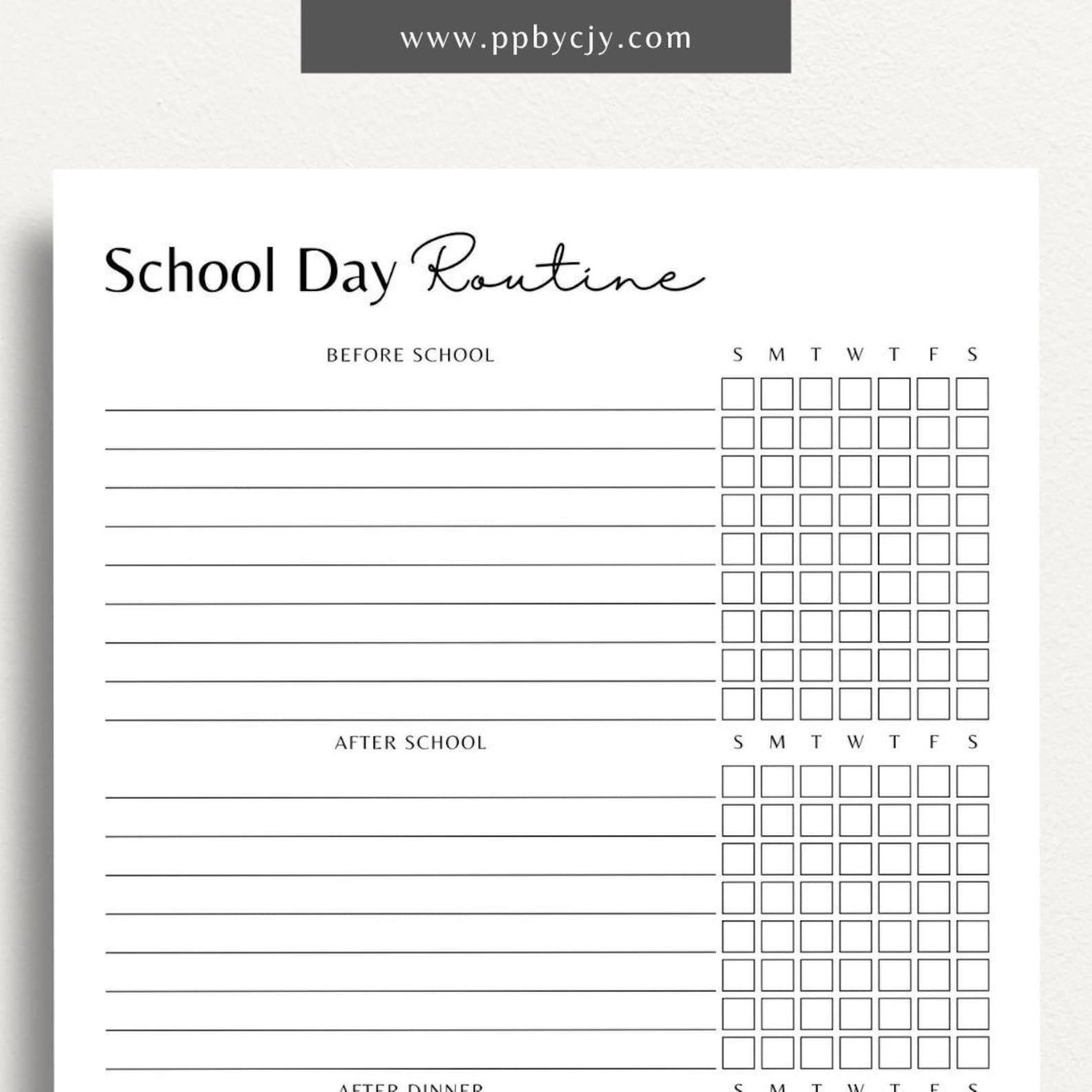 School Day Routine Tracker Printable Template | Digital Download ...